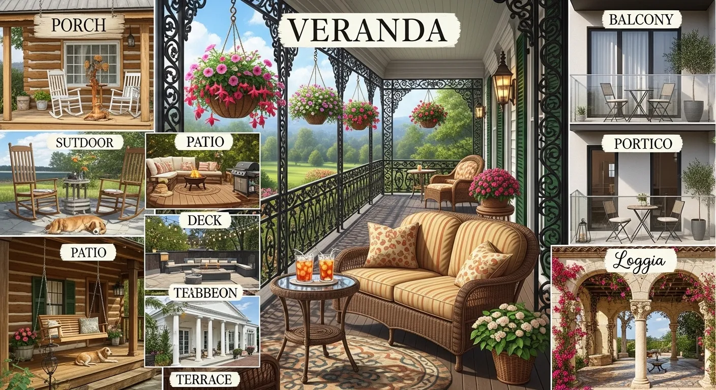 Synonyms of Veranda : Porch and Outdoor Sitting Area